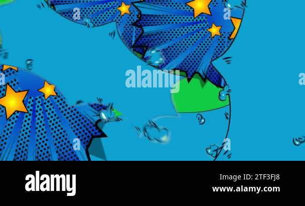 Background animation in pop art, comics style. Retro manga cartoon ...