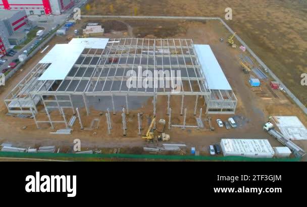 Construction of a modern industrial building. Construction of an ...