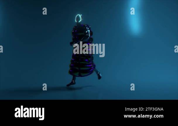 Cyberpunk guy dancing on a disco background. Neon. Flashing light ...