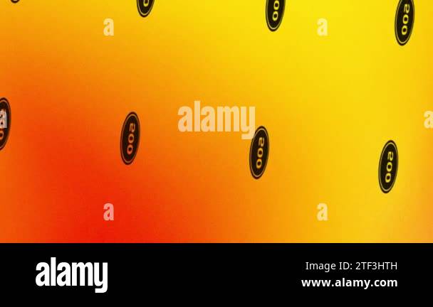 spinning 500 number in black circle icon animation on orange and yellow ...