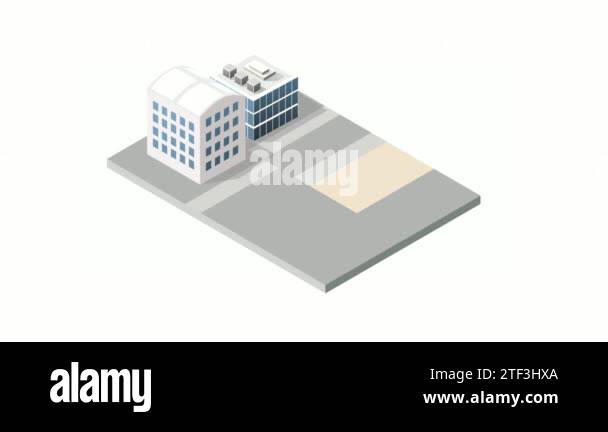 Isometric 3D city module industrial urban factory animation which ...