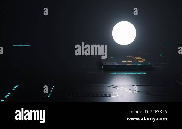 Seamless Loop 3D Rendering Abstract Light Ball Futuristic Circuit Board ...