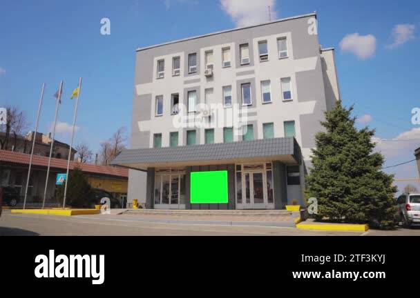 An office building with a green screen area for inserting your ...