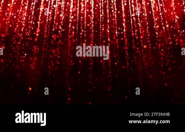 Background with falling particles of red gold glitter. Rain of red ...