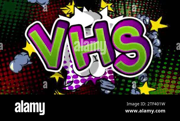 VHS. Motion poster. 4k animated Comic book word text moving on abstract ...