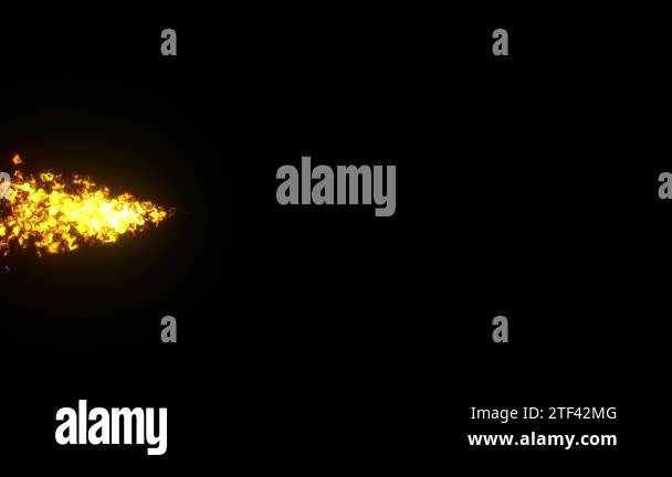 Abstract Fire particles flow from left side to right side on black ...