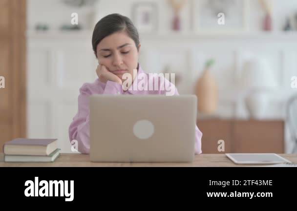 Indian Woman taking Nap While Sitting in Office with Laptop Stock Video ...