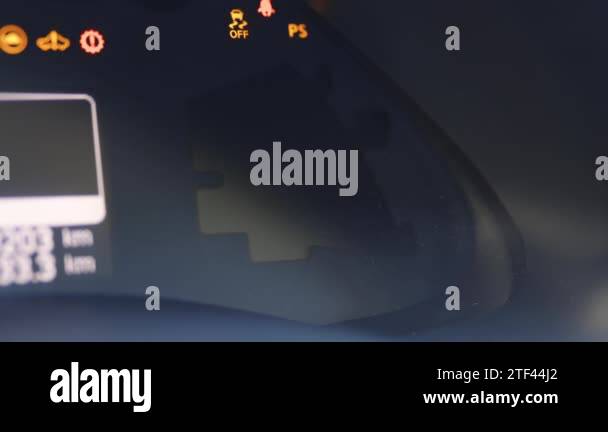 Electric car battery indicator showing an increasing battery charge. Electric car dashboard view ...