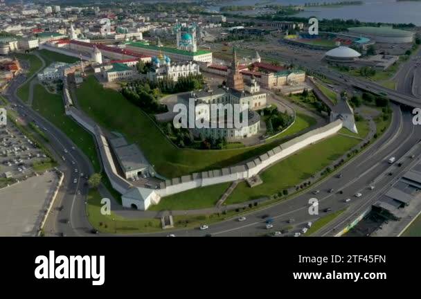 Panoramic summer footage of Kazan Kremlin. Tatarstan, Russia. Capital ...