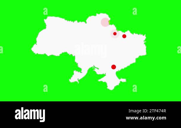 white map of ukraine with black outlines on a green background. red ...