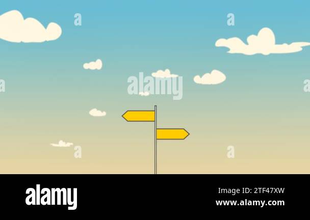 Direction arrows on a sign post pointing in different directions to the ...