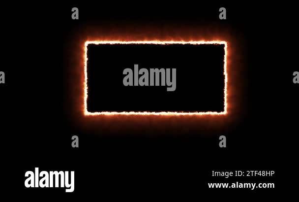 Fiery yellow red rectangle on a black background. Abstract rectangle ...