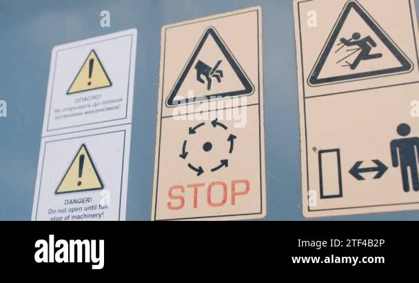 electrical hazard and safety markings on a panel. Security technique ...