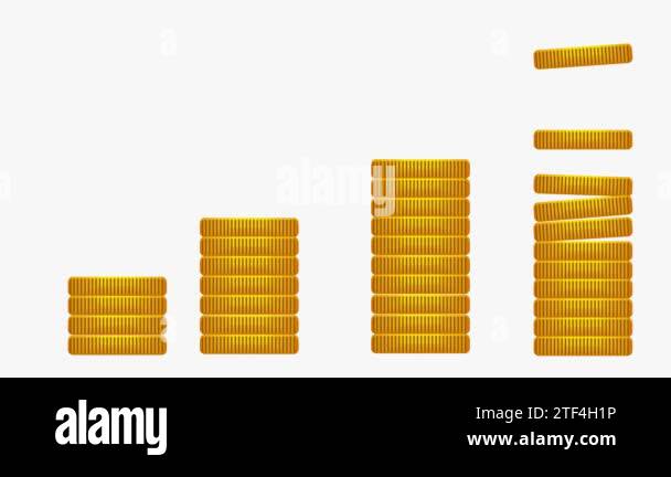 Money falling 4K animation for business. Raising of gold coin business ...