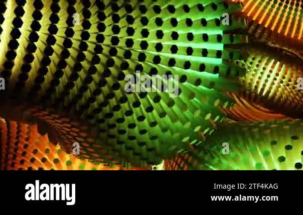 3D animation with bulging abstract circles. Design. Glowing bulges move ...