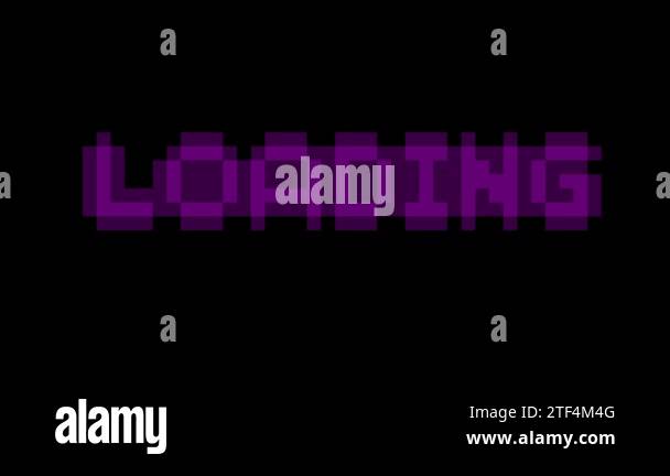 Pixel animation of loading neon text on black screen background Stock ...