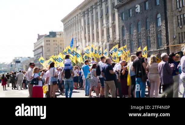 National Independence Day of Ukraine. Flags of Azov Regiment on the ...
