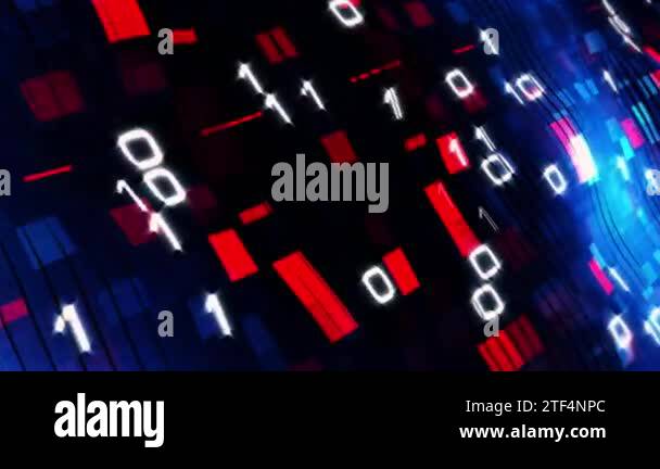 3D perspective Sci-fi futuristic technology with blue red digital ...