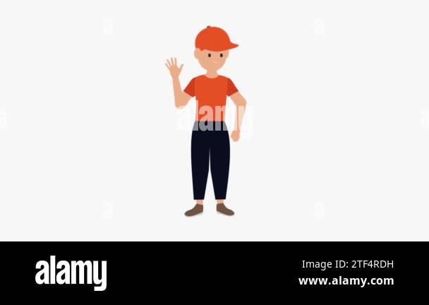 A boy waving hand 4K animation. Boy character waving hand animation ...