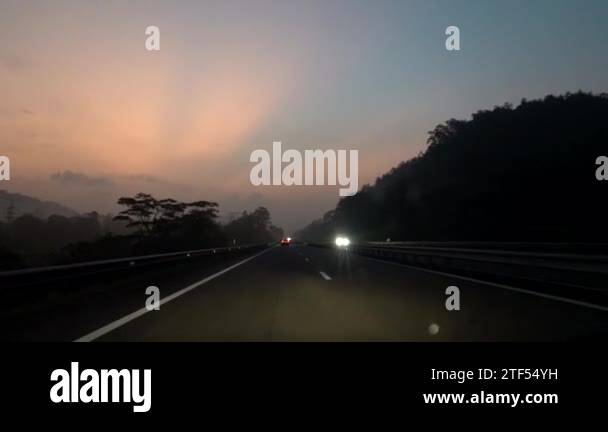 Imaduwa Interchange, Sri Lanka A dashboard view in the early morning of ...