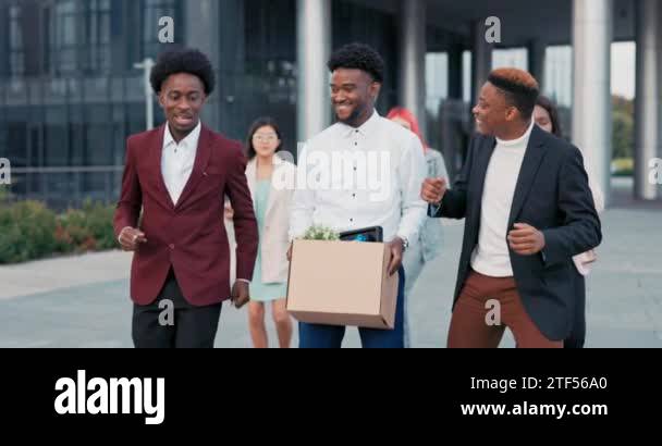 Promotion in company, corporation, long experienced office workers ...