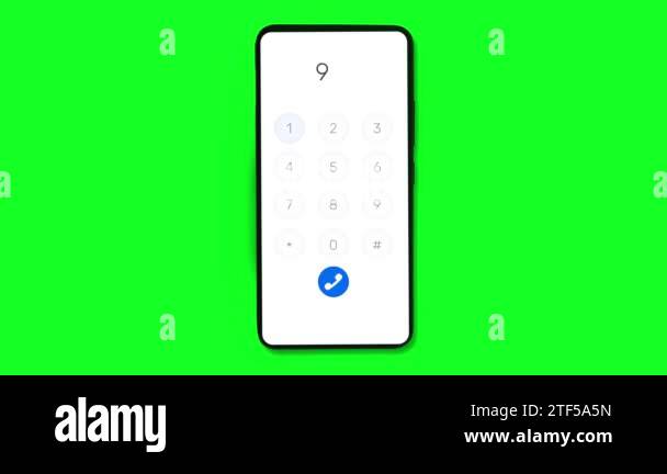 Emergency Call Number Dialing on Mobile Screen 4K Animation with Green ...