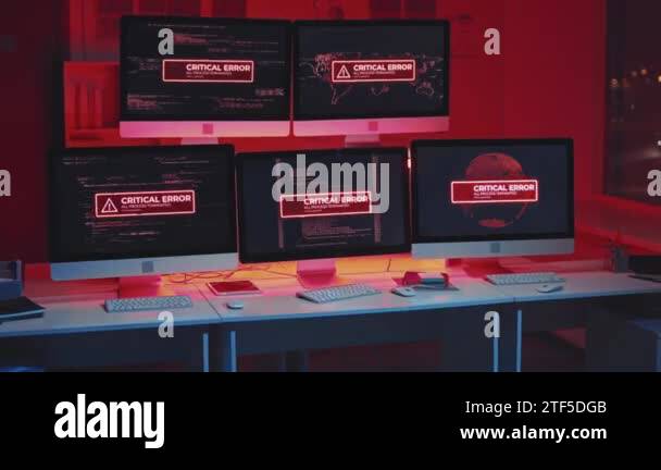 Critical error warning message showing on multiple computer screens on ...