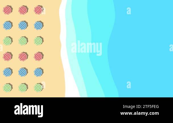 Animated summer vertical background. Beach and sea with umbrella and ...