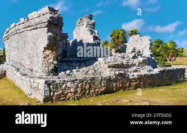 Ancient Tulum ruins Mayan site with temple ruins pyramids and artifacts ...