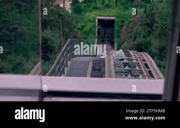 Stainless Steel Wire Ropes slide on iron wheels. Mechanism of Funicular ...