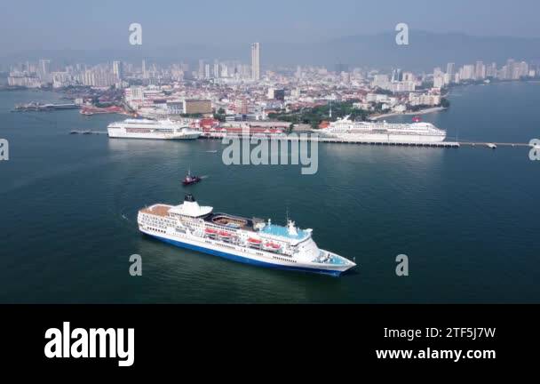 Seberang Perai, Penang, Malaysia - Mar 12 2022: Cruise ship leave ...