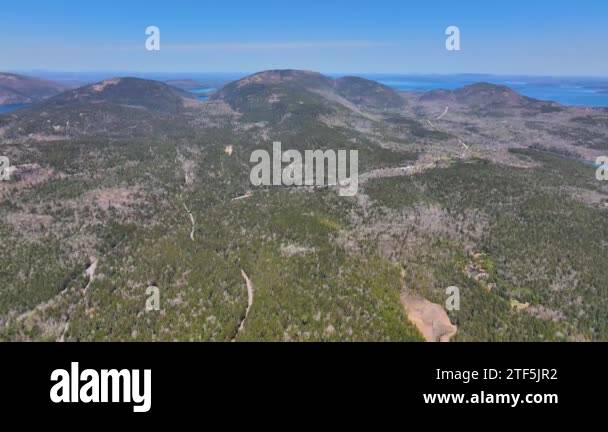 Acadia National Park aerial view including Cadillac Mountain, Hunters ...