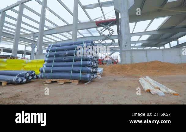 Construction site exterior, construction materials at the construction ...