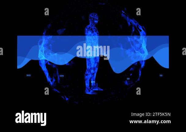 3d human body, futuristic medical scan with infographics animated data ...