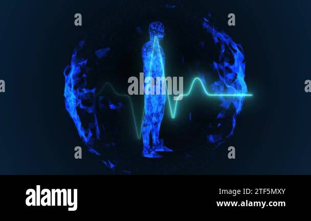 3d human body, futuristic medical scan with infographics animated data ...