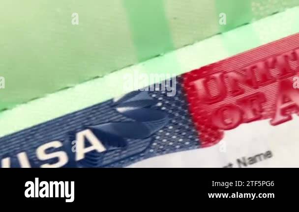 Visa Sticker on Passport HD Video, United States of America Visa ...