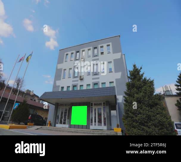 An office building with a green screen area for inserting your ...