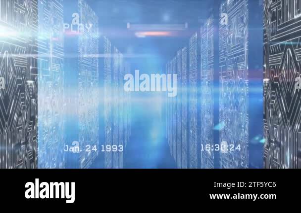 Animation Of Interference Over Columns With Computer Circuit Board