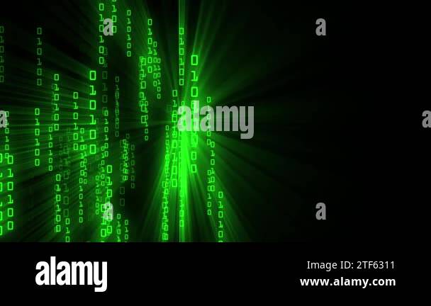 Binary data lights concept in cyberspace animation with data background ...