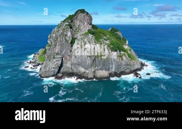 Famous volcano island rocks at bay water archipelago of Fernando de ...