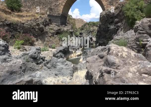 Medieval bridge of Adrano, Sicily, of arabic origin and saracen. Called ...
