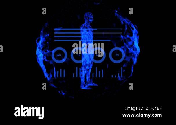 3d human body, futuristic medical scan with infographics animated data ...