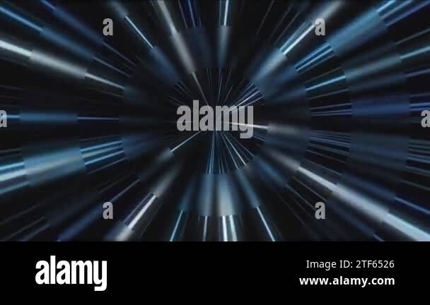 Blue starburst hyperspace warp speed motion background animation with ...
