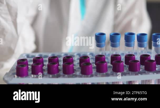 Process of coronavirus PCR antigen testing examination by nurse medic ...