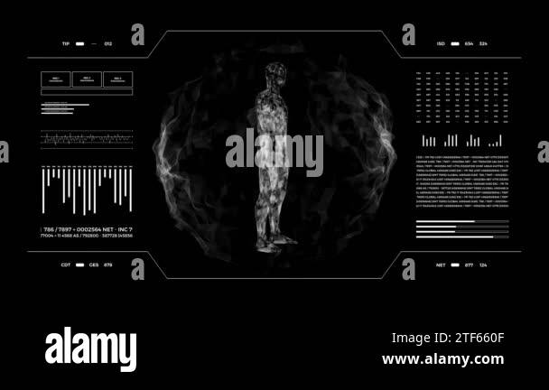 3d human body, futuristic medical scan with infographics animated data ...