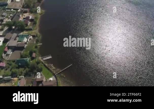 Aerial view of Embankment reconstruction. Nearby is an old factory, a ...