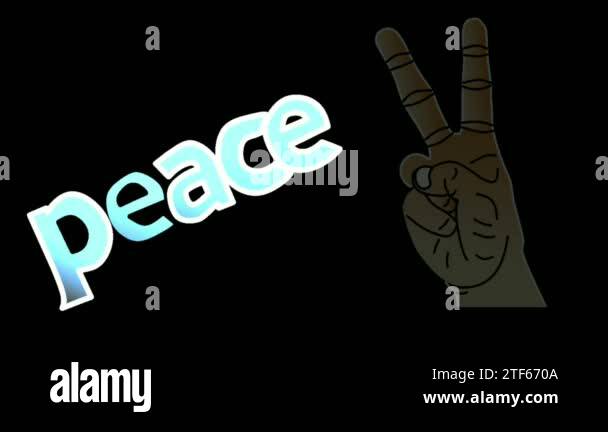 an animated video of the hand symbol of peace symbol with the word ...
