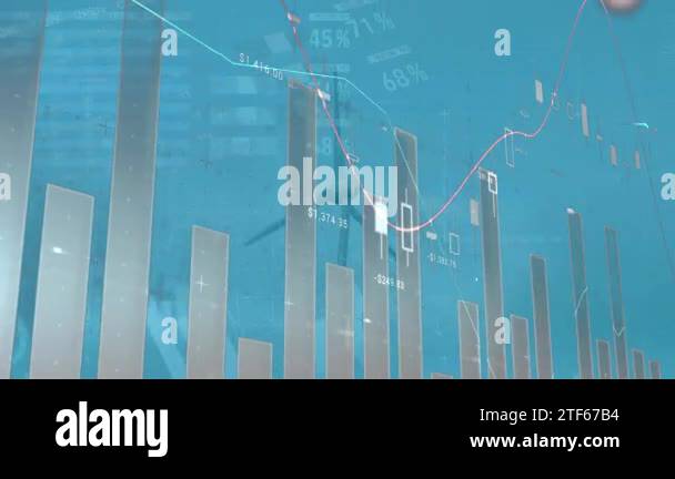 Animation of infographic interface with moving bar and line graph over ...