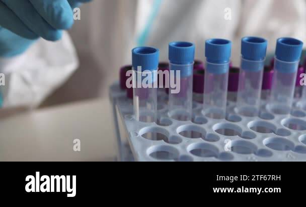 Process of coronavirus PCR antigen testing examination by nurse medic ...
