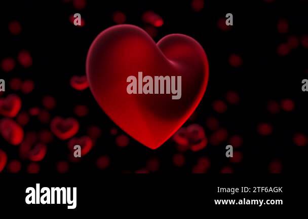 3d animation of a red soft heart turning in the middle of frame on ...